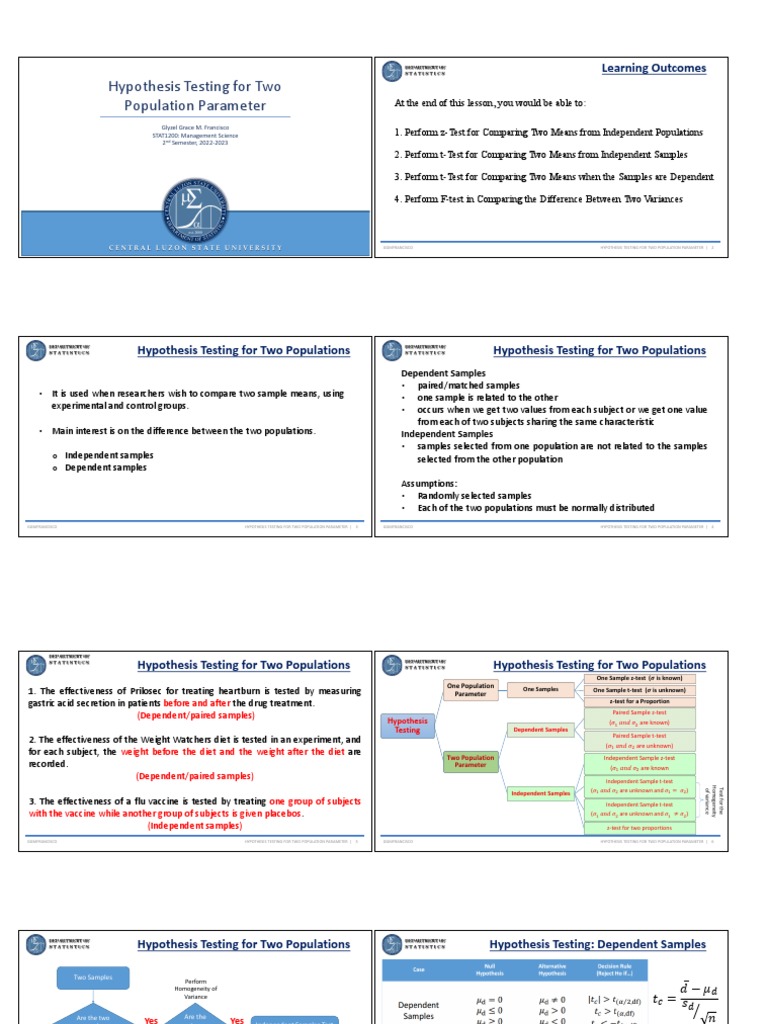 06 Hypothesis Testing For Two Population Parameter 2 | PDF