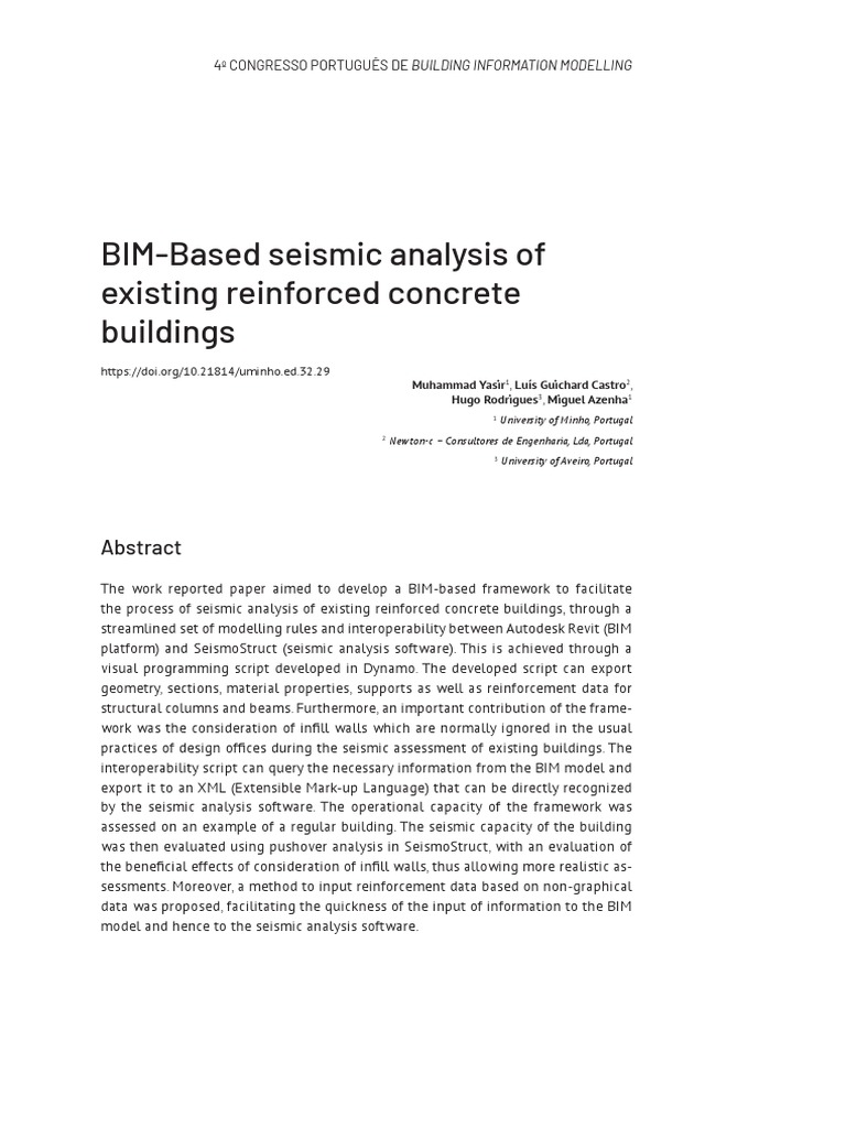 2022 BIM Based Seismic Analysis of Existing Reinforced Concrete ...
