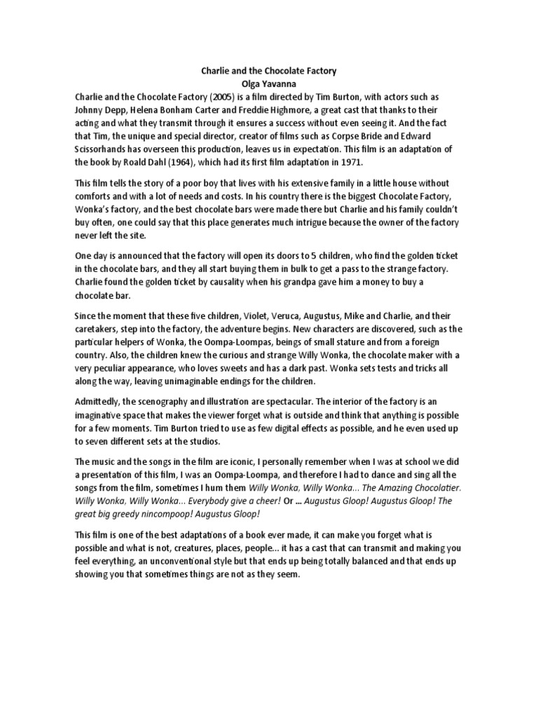 Charlie and The Chocolate Factory | PDF