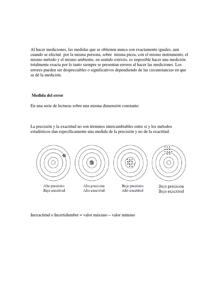 Medidas y Errores | PDF | Medición | Exactitud y precisión