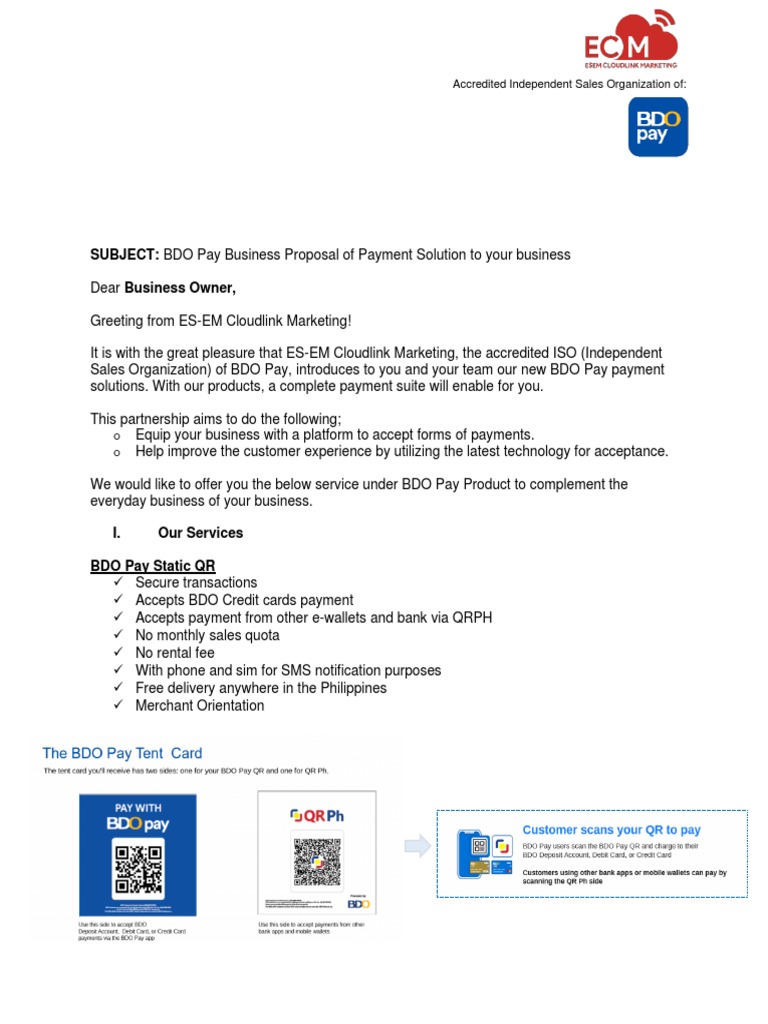 Offer Sheet Bdo Pay Qr | PDF