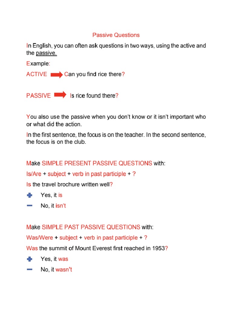 Passive Questions | PDF