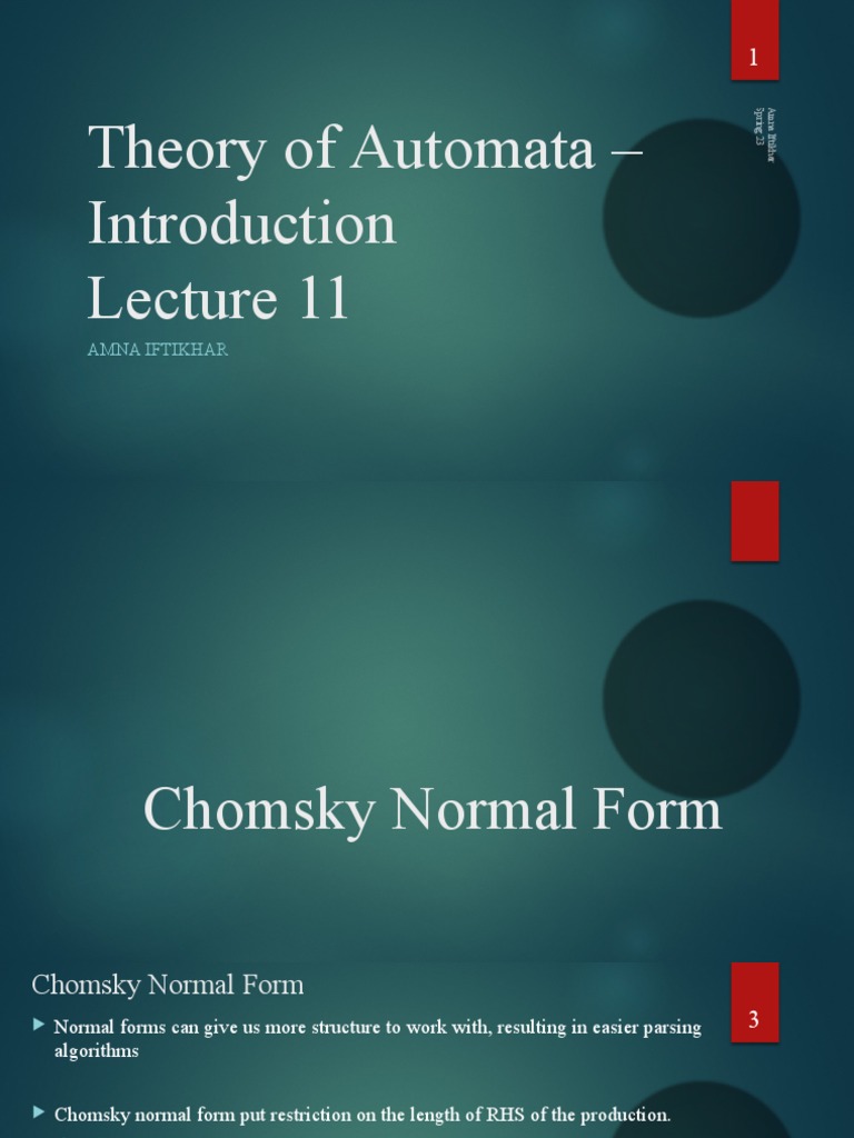Lecture 11 CNF 19052023 075132am | PDF | Syntax | Languages