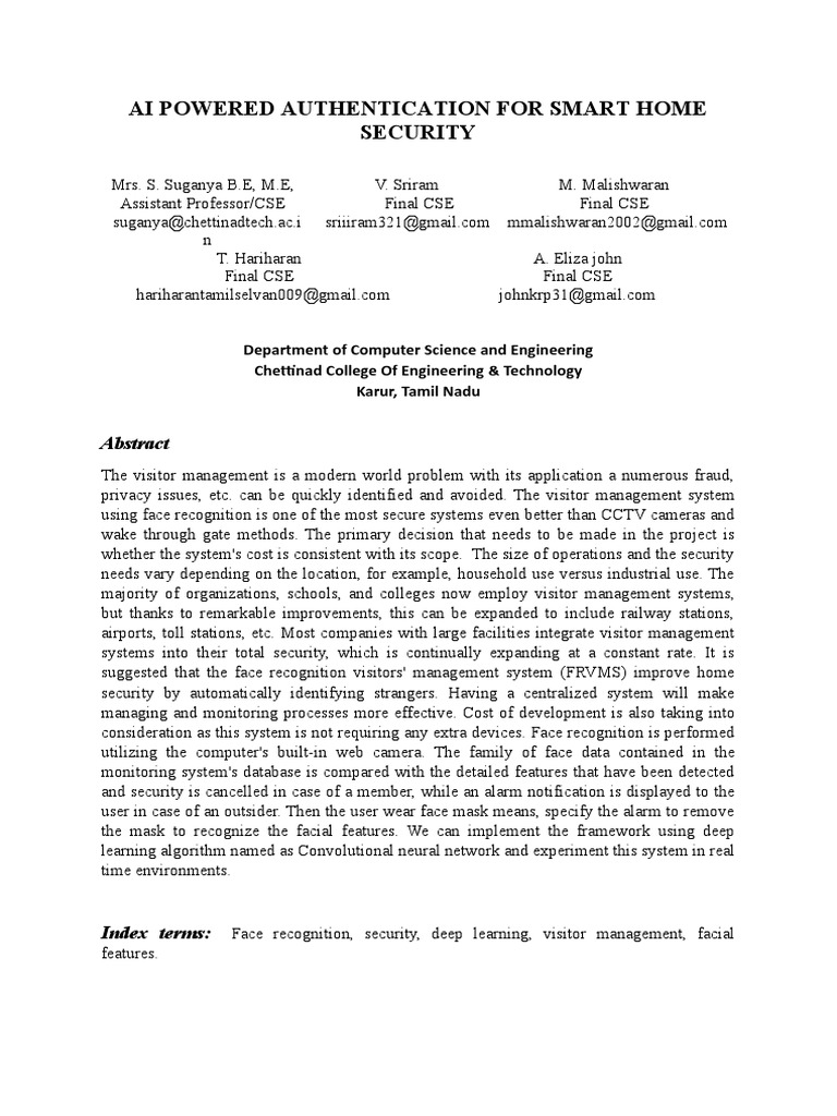 Ai Powered Authentication For Smart Home Security | PDF | Computer ...