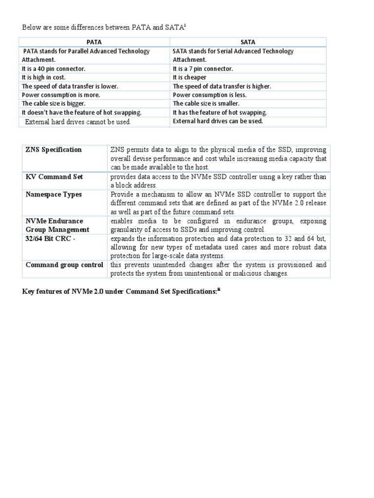 PATA, SATA and NVMe | PDF | Solid State Drive | Computer Engineering