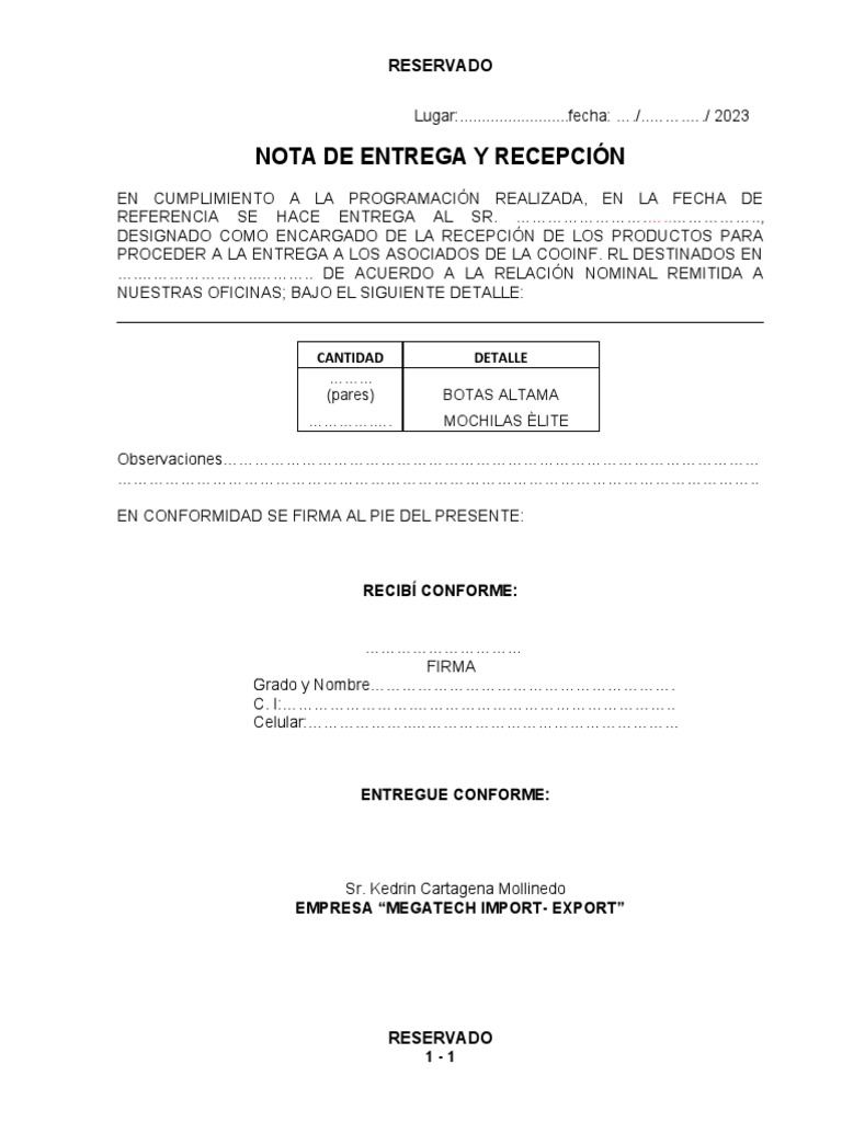 2.-Individual Nota de Entrega | PDF