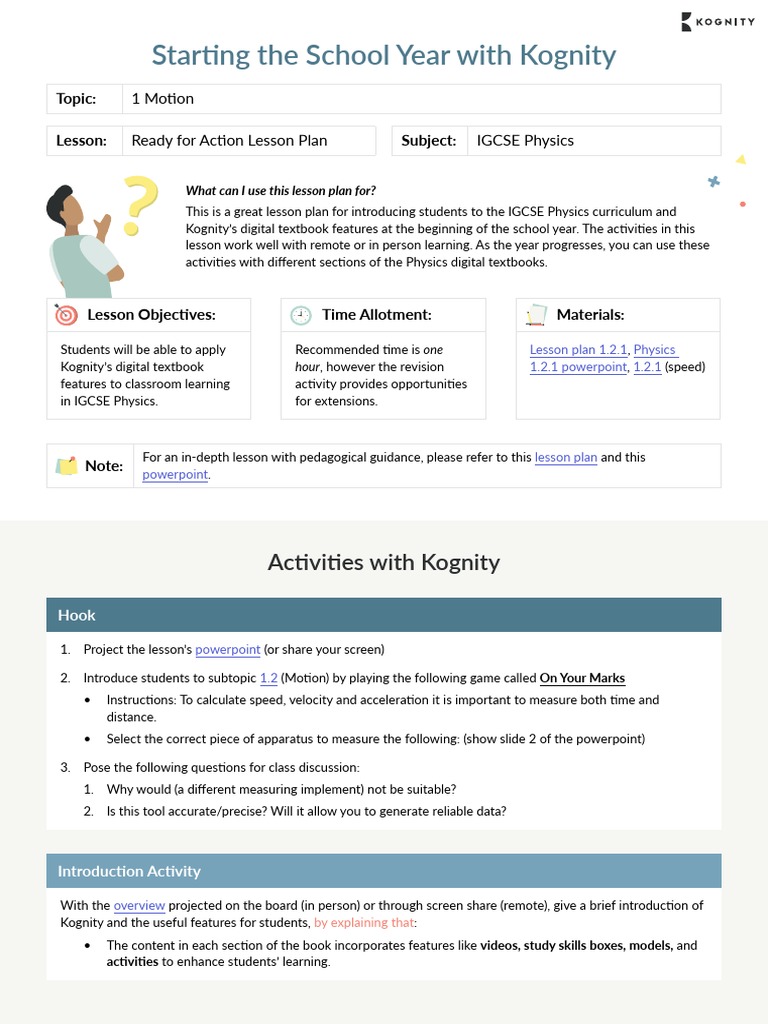 IGCSE Physics Ready For Action Lesson Plan | PDF | Lesson Plan | Physics