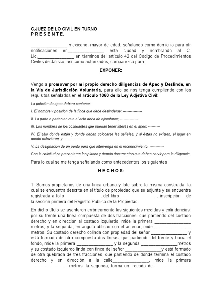 Apeo y Deslinde Formato | Descargar gratis PDF | Justicia | Crimen y ...