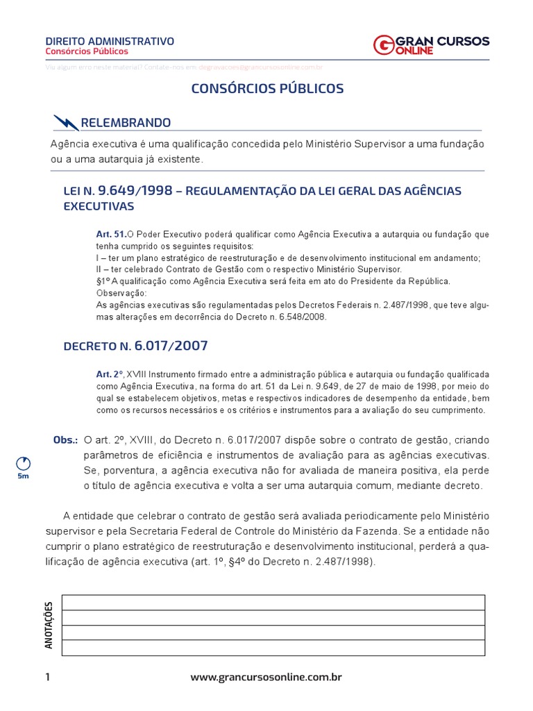 Resumo - 837675 Rodrigo Cardoso - 92411235 Direito Administrativo 2019 Aula 911 Consorcios ...