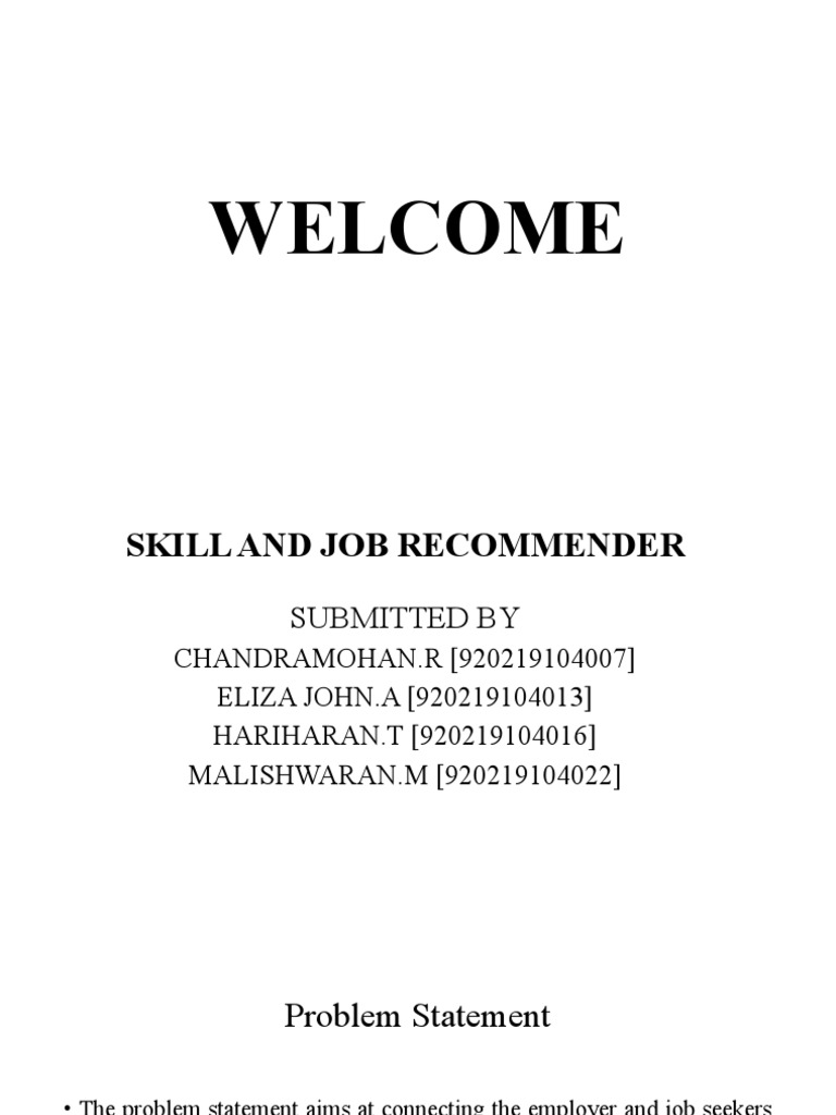 Skill and Job Recommender | PDF | World Wide Web | Internet & Web