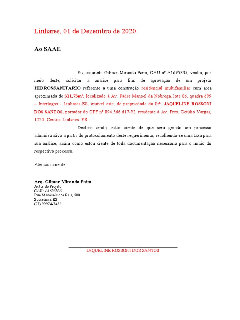 Requerimento Saae | PDF Requerimento Saae | PDF