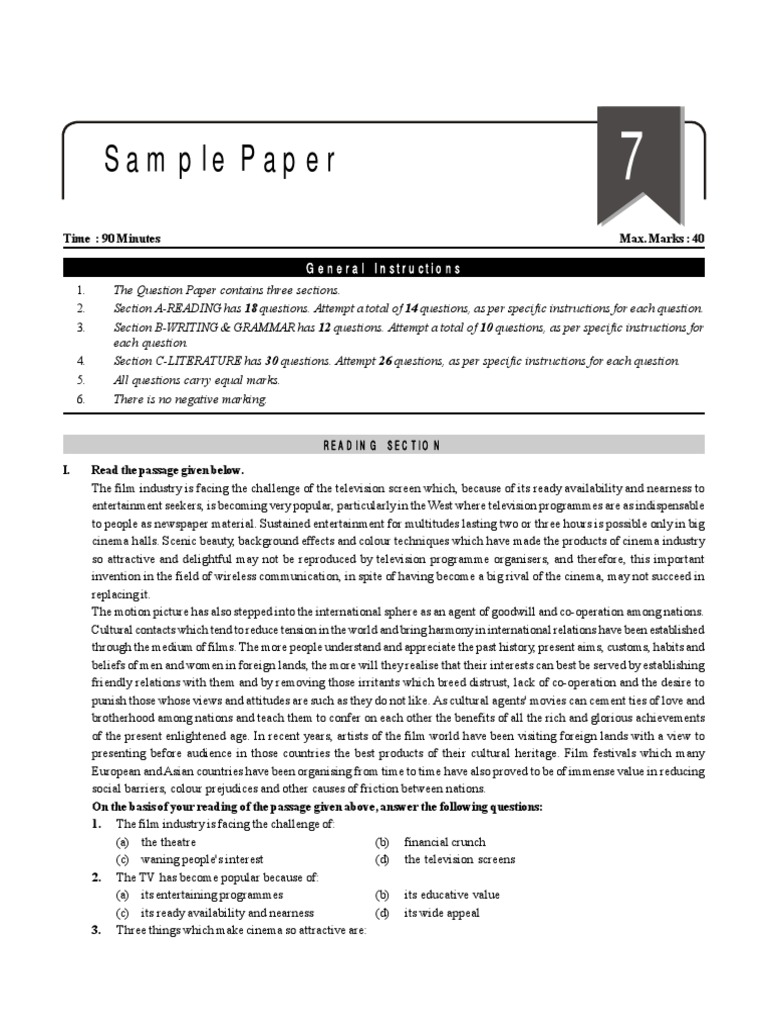 English Sample Paper 7 | PDF | Greenhouse Effect | Climate Change