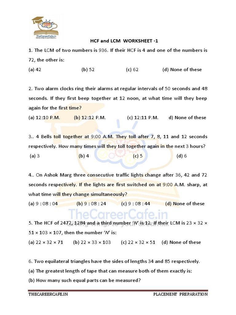 HCF and LCM | PDF | Elementary Mathematics | Mathematics