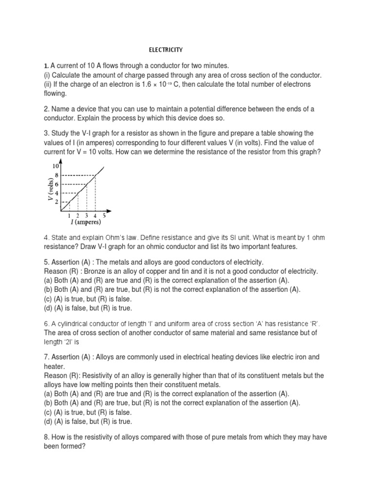 electricity worksheet 1 (1) | PDF