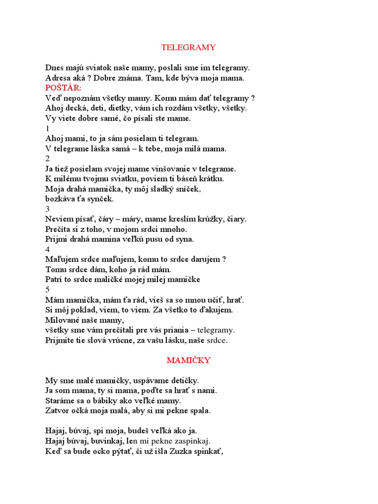 Basne Pre Mamicku | PDF