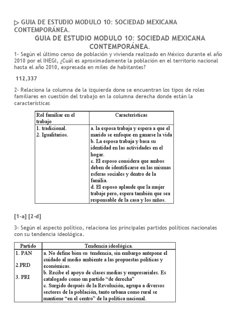 Guia de Estudio Modulo 10 | Descargar gratis PDF | México | Política ...