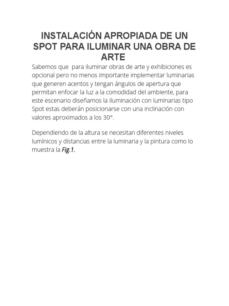 Instalación Apropiada de Un Spot para Iluminar Una Obra de Arte | PDF