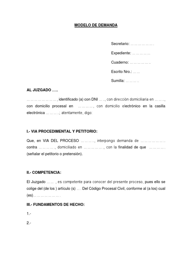 Modelo de Demanda | PDF | Justicia | Crimen y violencia