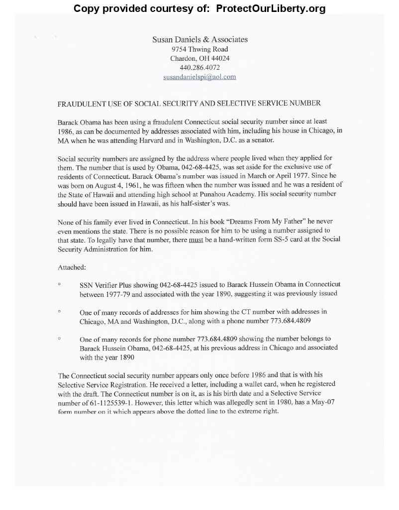 Obama SSN Fraud Report: Fraudulent Use of SSN 042-68-4425 and Selective ...