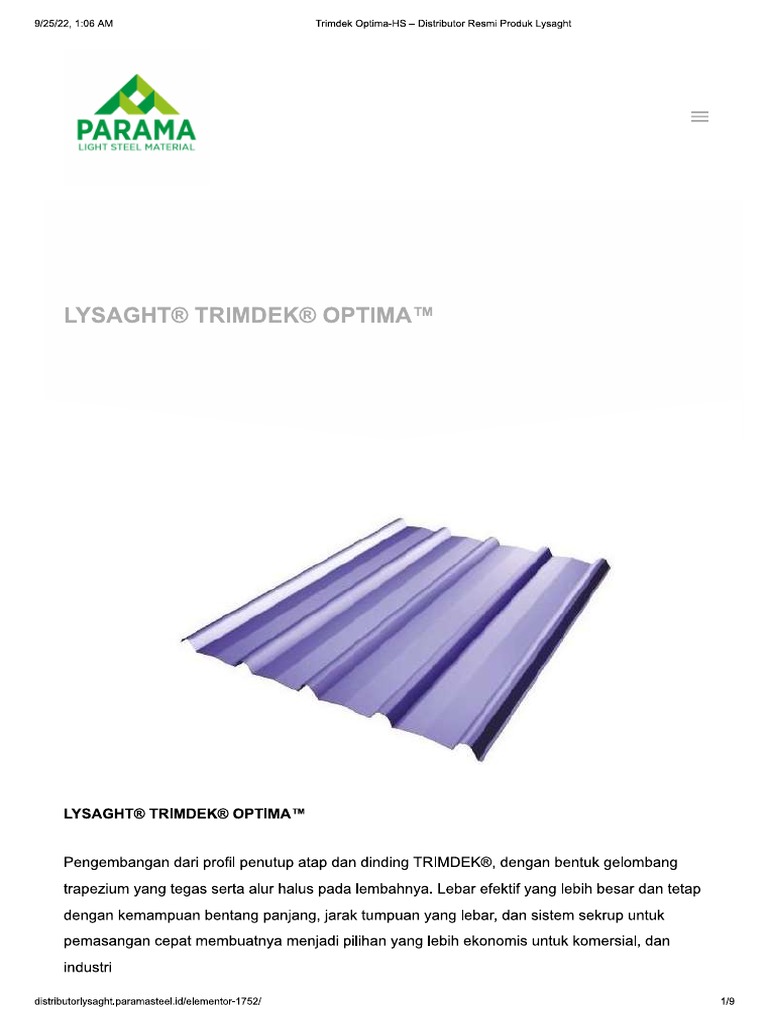 Bluescope Lysaght® Trimdek® Optima™ | PDF