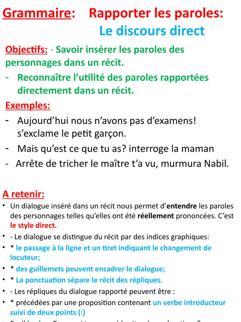 L'explication Du Discours Rapporté | PDF
