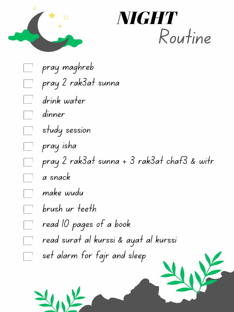 Gray Aesthetic Bedtime Routine Checklist (1) | PDF