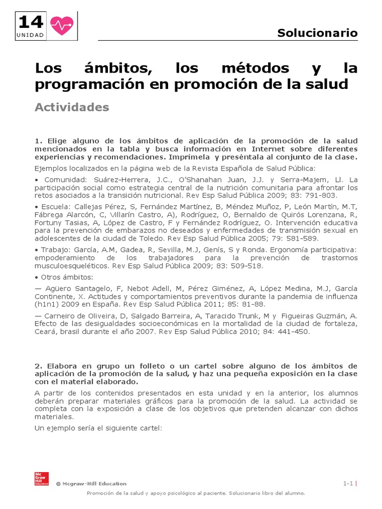 Solucionario Tema 14 | PDF | Educación para la salud | Sicología
