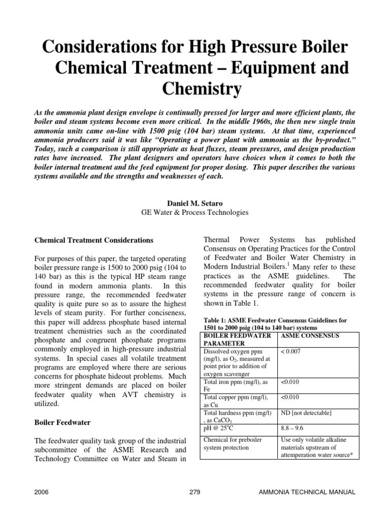Considerations For High Pressure Boiler Chemical Treatment - Equipment ...