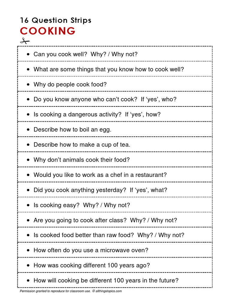 16 Questions-Cooking | PDF