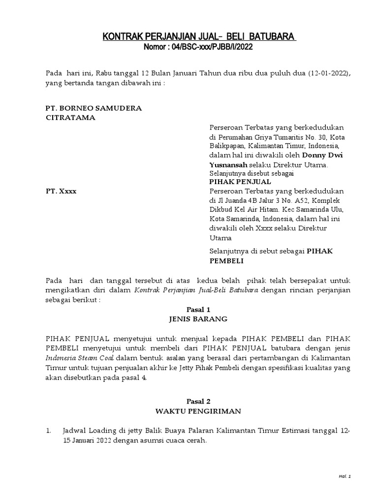 Draft Contrak Gar 42 | PDF