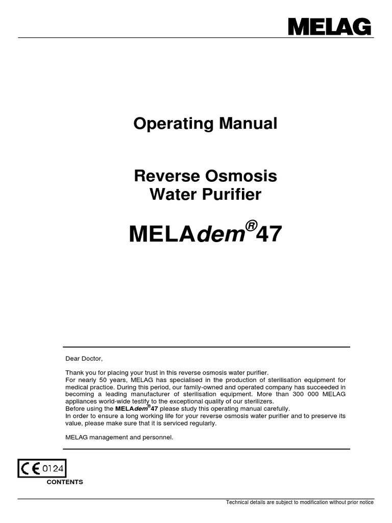 Melag Meladem 47 - Watertreatment - User Manual | PDF | Tap (Valve) | Water Purification