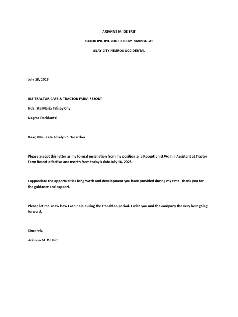 Resignation Letter | PDF