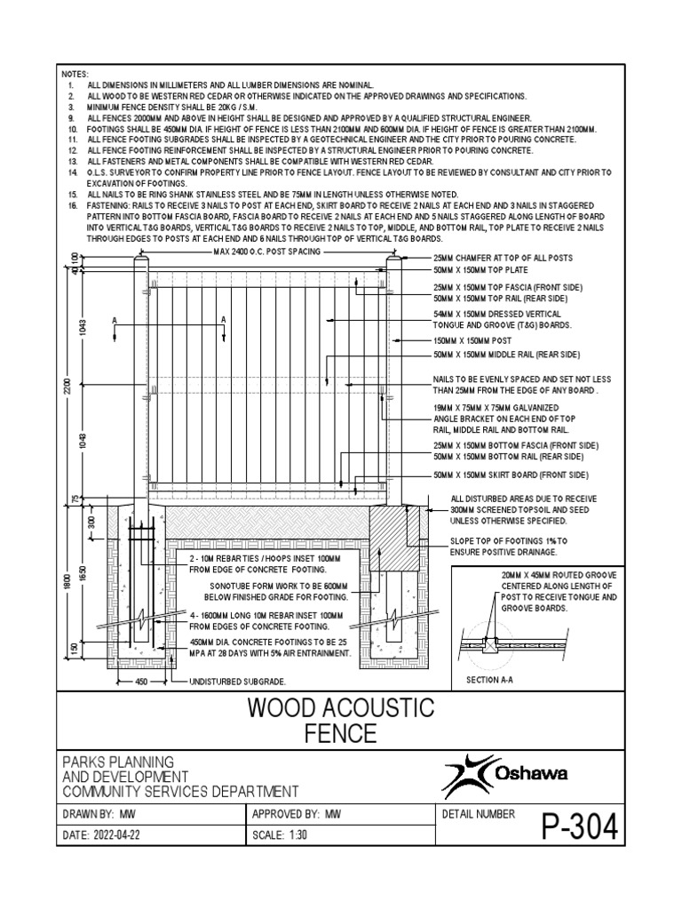 P304 - Wood Acoustic Fence | PDF | Building Engineering | Structural ...