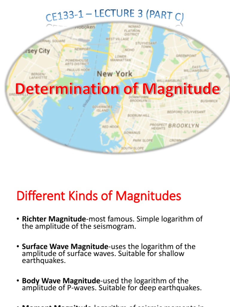 CE133-1_LEC3c_Determination of Magnitude | PDF | Moment Magnitude Scale | Earthquakes