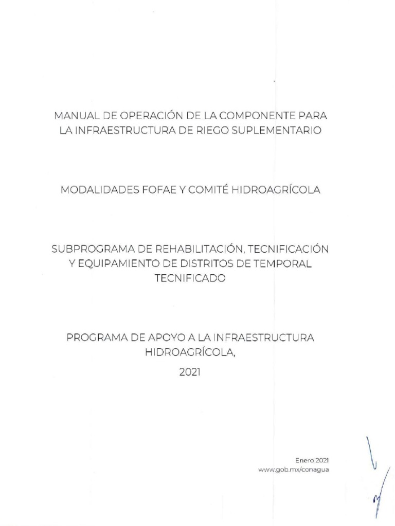 Manual de Operaci N de La Componente para La Infraestructura de Riego Suplementario - VF | PDF