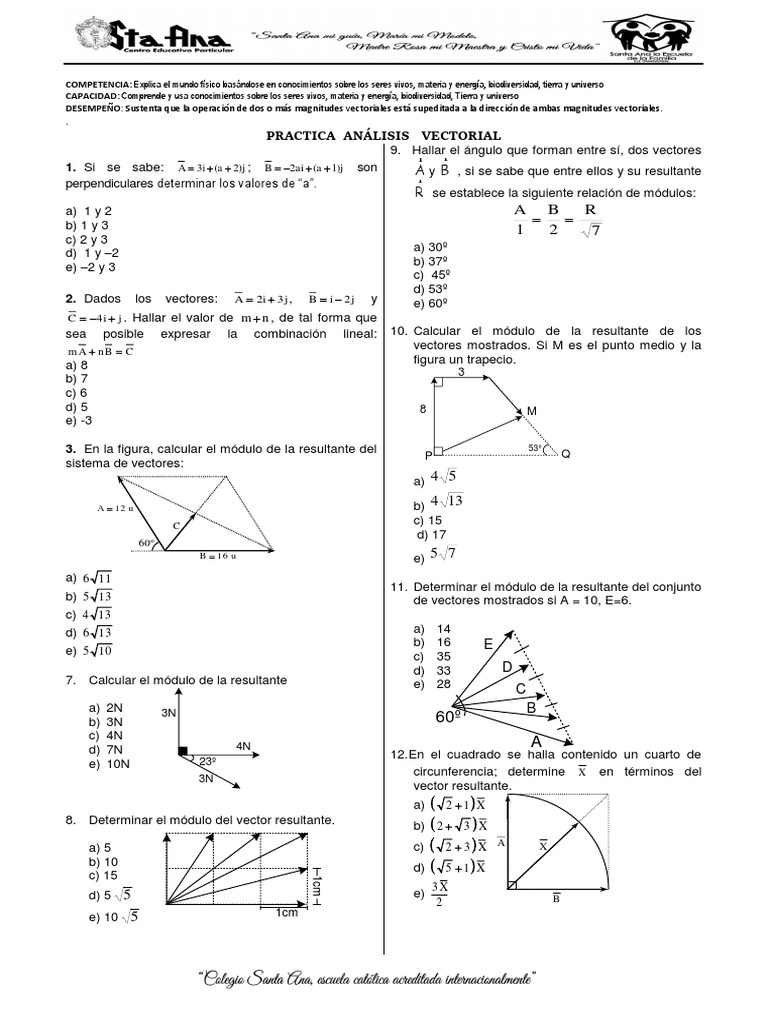 Practica de Vectores | PDF | Vector Euclidiano | Geometría euclidiana