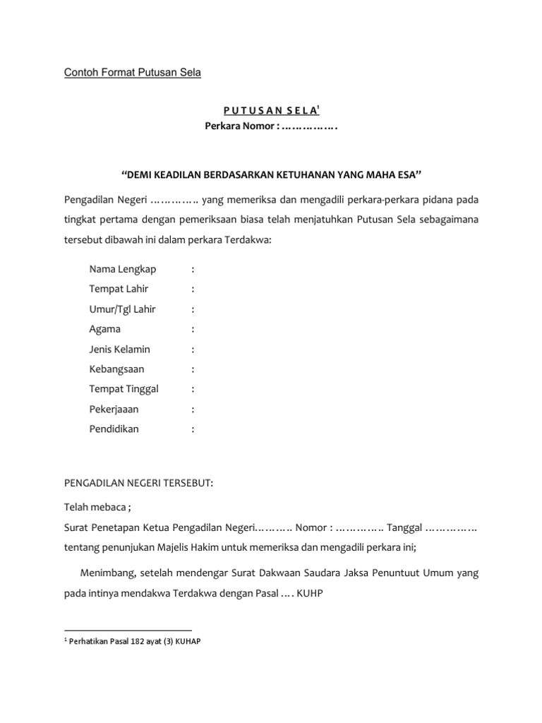 Contoh Format Putusan Sela | PDF
