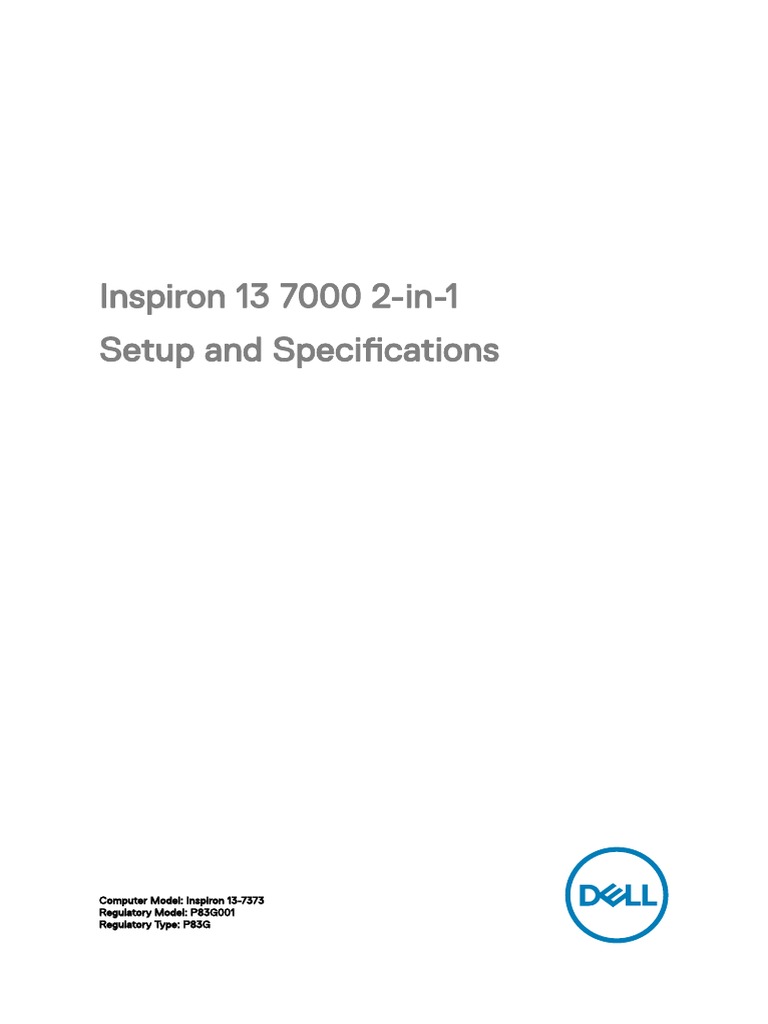Inspiron 13 7373 2 in 1 Laptop Specifications en Us | PDF | Usb | Usb ...