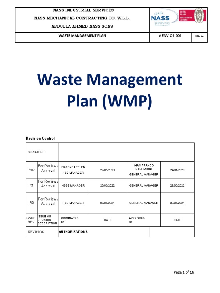 ENV-Q1-001-Waste Management Plan REV02 | Download Free PDF | Waste ... ENV-Q1-001-Waste Management Plan REV02 | Download Free PDF | Waste ...