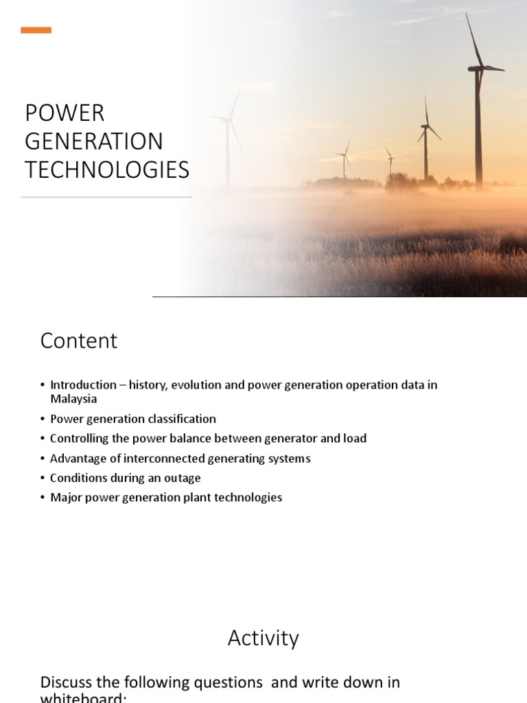 w5 1 INTRO TO POWER GENERATION TECHNOLOGIES | PDF | Electricity ...