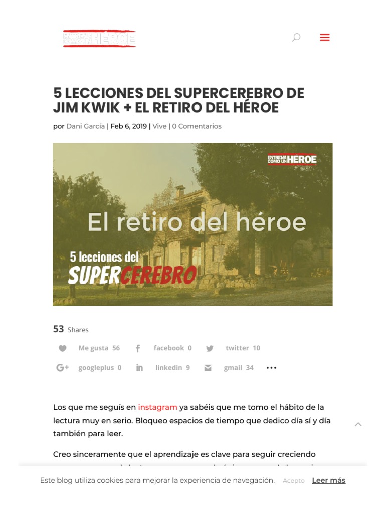 5 LECCIONES DEL SUPERCEREBRO DE JIM KWIK + EL RETIRO DEL HÉROE - Entrena Como Un Héroe | PDF ...