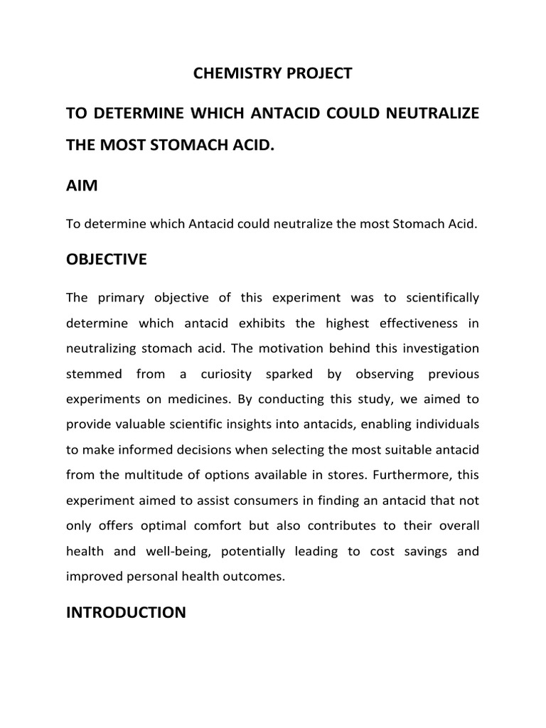 Chemistry Project | PDF | Acid | Digestion