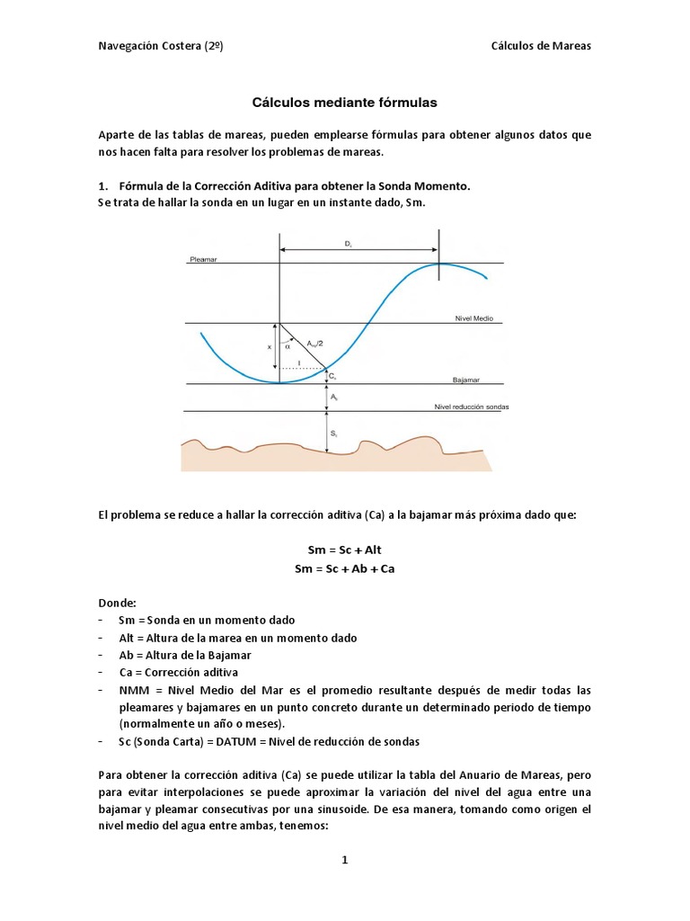 MAREAS. Cálculo de Ibj y Cad Por Fórmulas | PDF | Marea | Física ...