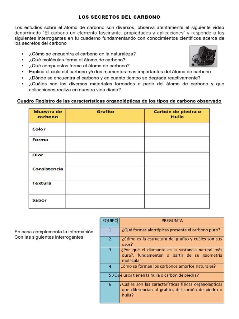 Los Secretos Del Carbon Ficha para Completar | PDF