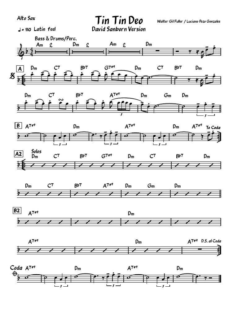 Tin Tin Deo (DS Vers) - Alto - Sax | PDF
