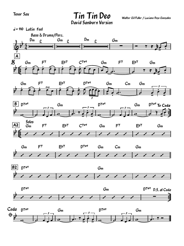 Tin Tin Deo (DS Vers) - Tenor - Sax | PDF