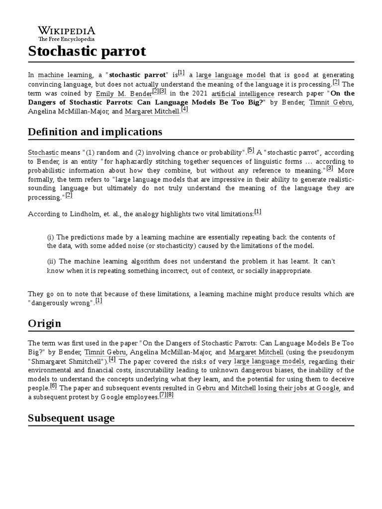 Stochastic Parrot | PDF | Stochastic | Computing Stochastic Parrot | PDF | Stochastic | Computing