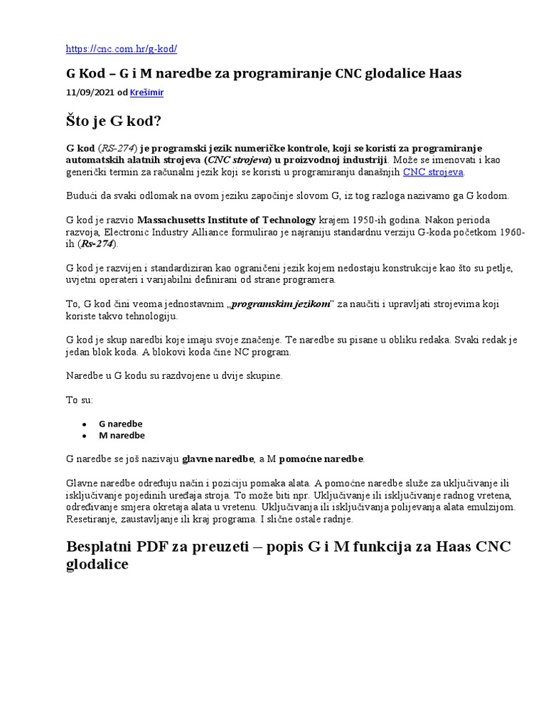 G-Code Oznake | PDF