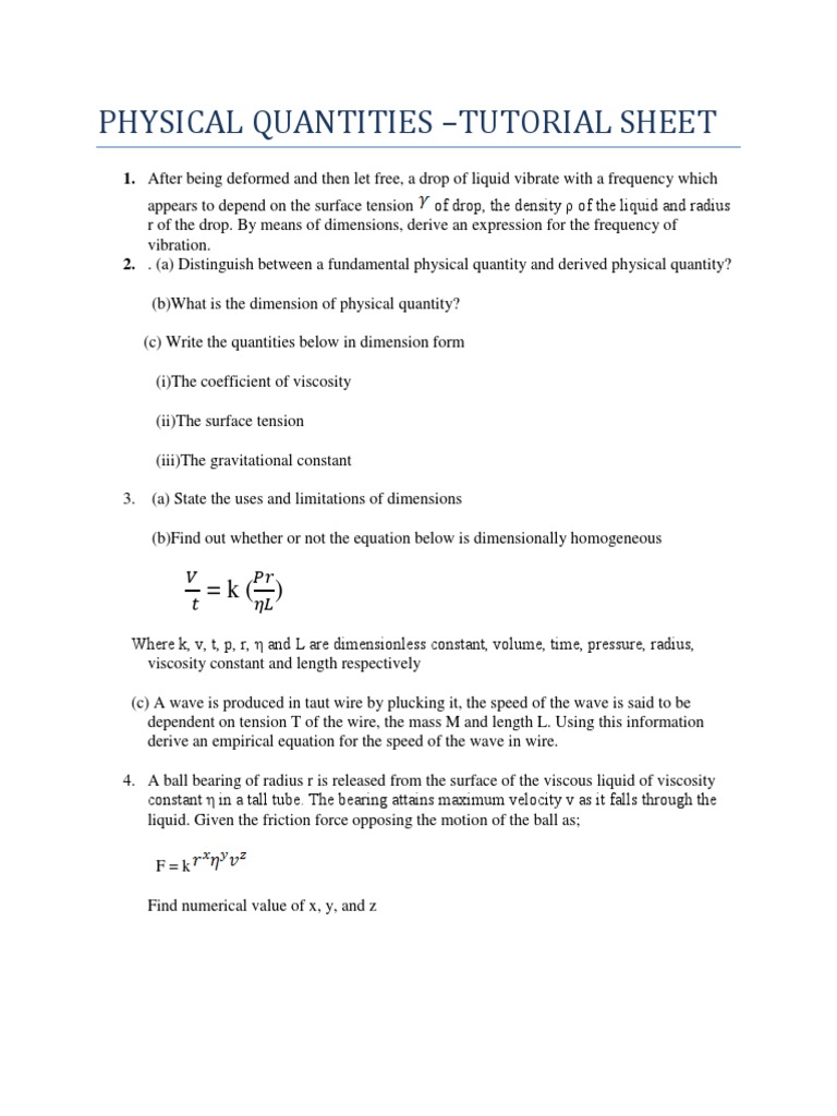 Tutorial Physical Quantities | PDF Tutorial Physical Quantities | PDF