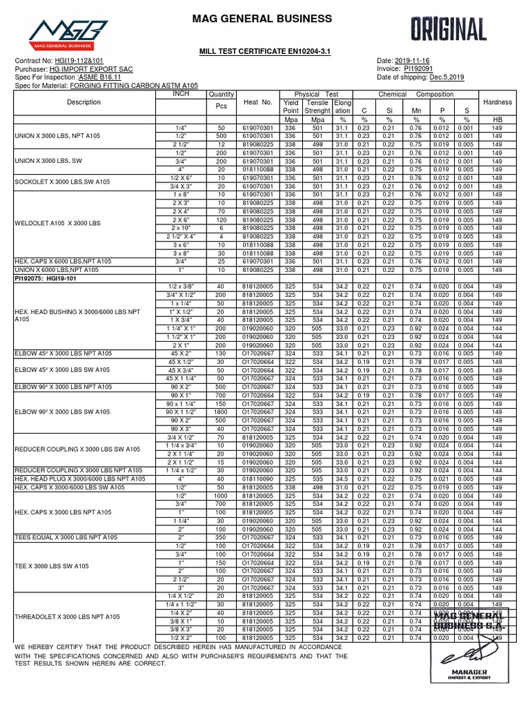 Certificado Codo 90 X 2 3000 | PDF | Química | Construyendo tecnología